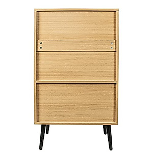Angel Sar Soft Close Accent Cabinet, Buffet Sideboard Cabinet with 2 Drawers, Rattan Decorated Door, Adjustable Shelves, Dresser, Storage Cabinet for Dining, Living, Bedroom, Hallway