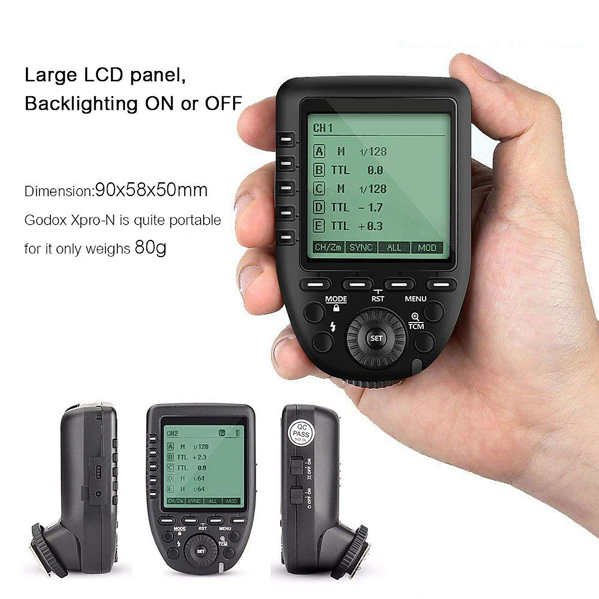 Godox Camera Flash Trigger Xpro-N for Nikon Wireless Remote 2.4GHz 1/8000s HSS TTL-Convert-Manual Large Screen Design Customizable Functions