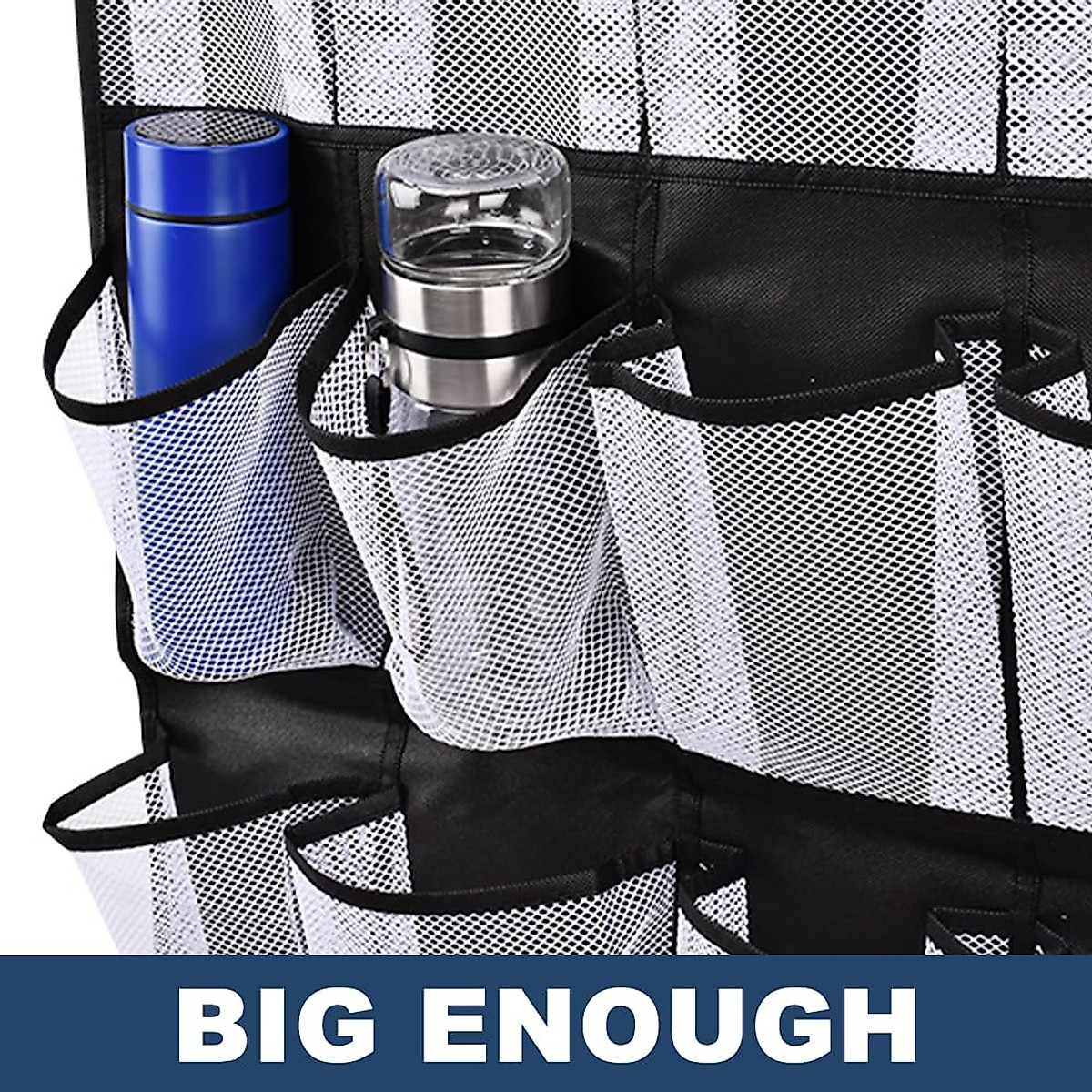 NINEFOX 24 Pockets for Stanley Cup Organizer, Rain Cup Organizer for Stanley Cup, with Hooks, Foldable, for Home, Kitchen, Classroom, 32*27*2.5cm, Black, 22359885