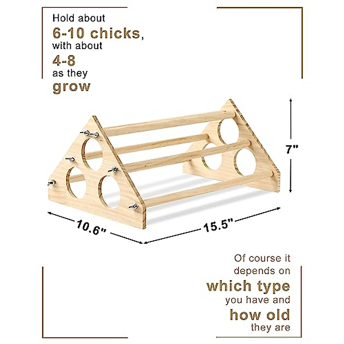 Chicken Perch Wooden Chicken Roosting Bar- Small Baby Chick Stand Training Perch Chicken Toys Strong Handmade Chicken Jungle Gym for Brooder, Coop, Hens, 15.5" x 10.6" x 7"