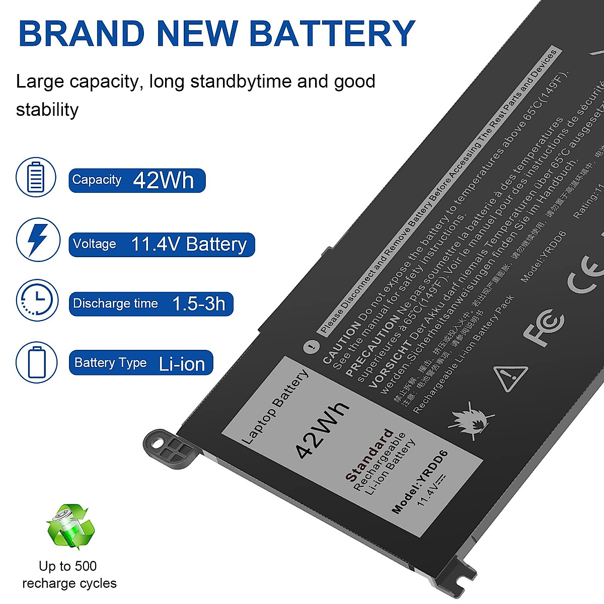 Fancy Buying YRDD6 1VX1H Battery for Dell Inspiron 3310 3583 5481 5482 5485 5491 5591 7586 2-in-1 3493 3501 3582 3584 3593 3793 5480 5493 5581 5584 5585 5590 5593 5594 5598 P93G001 VM732 P75F 01VX1H