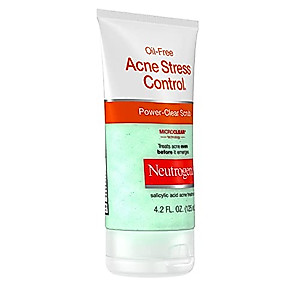 Neutrogena Oil-Free Acne Stress Control Power-Clear Facial Scrub, 2% Salicylic Acid Acne Treatment Medication, Exfoliating Daily Acne Face Scrub for Acne-Prone Skin Care, 4.2 fl. oz