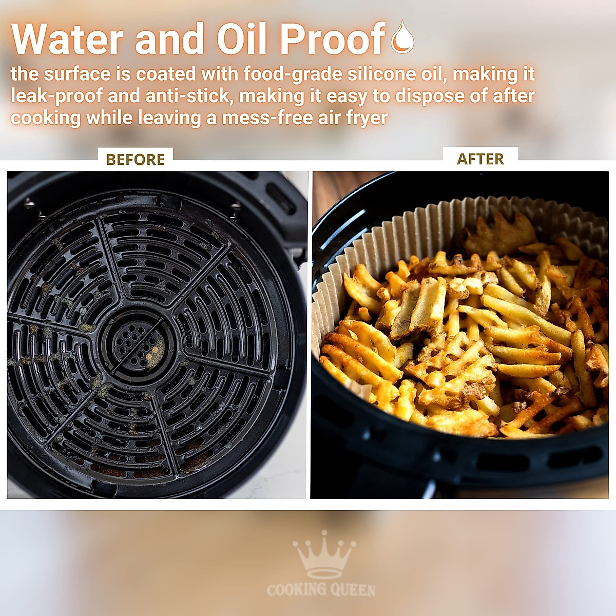 Air Fryer Disposable Paper Liner, Disposable Fryer Paper Pads, Non-Stick Air Fryer Lined Oil Resistant, Waterproof, Food Grade Baking Paper Baking Microwave Baking Paper (100, 8" Round)