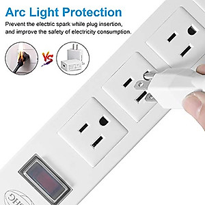 Outdoor Power Strip Waterproof, Weatherproof Surge Protector Power Strips and Electric Shock Proof Outdoor Outlet with 6ft Extension Long Cord/Cable for Bathroom, Garden, Kitchen, Patio [6 Outlets]