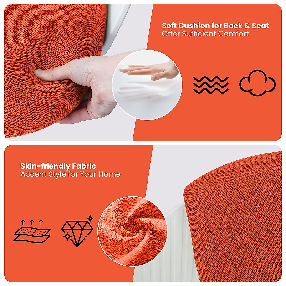 HYLONE Kids Desk Chair Set of 2, Cute Study Chair for Boys Girls Height Adjustable, Swivel Computer Task Student Chairs for Growing Teen, Office Chair for Home/School/Office, Orange