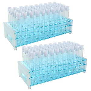 120Pcs Plastic Test Tubes with Lids and Rack, 16x100mm(10ml) Test Tubes with Cap and Holder Rack, Test Lab Tube for Scientific Experiments, Candy, Beads, Liquid Storage, Party Decor