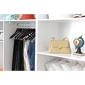 Quality Wooden Skirt Hangers with Clips Smooth Solid Wood Pants Hangers with Durable Adjustable Metal Clips, Swivel Hook, Coat, Jacket, Blouse Suit Hangers (Mahogany, 10)