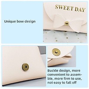 8 pack Exquisite Leather Bowknot Handbag Treat Boxes Gift Boxes with Handle, 5"x3.5" Reusable Wedding Party Favor Boxes Small Size Candy Gift Bags with Bow for Baby Showers Birthday Christmas Party