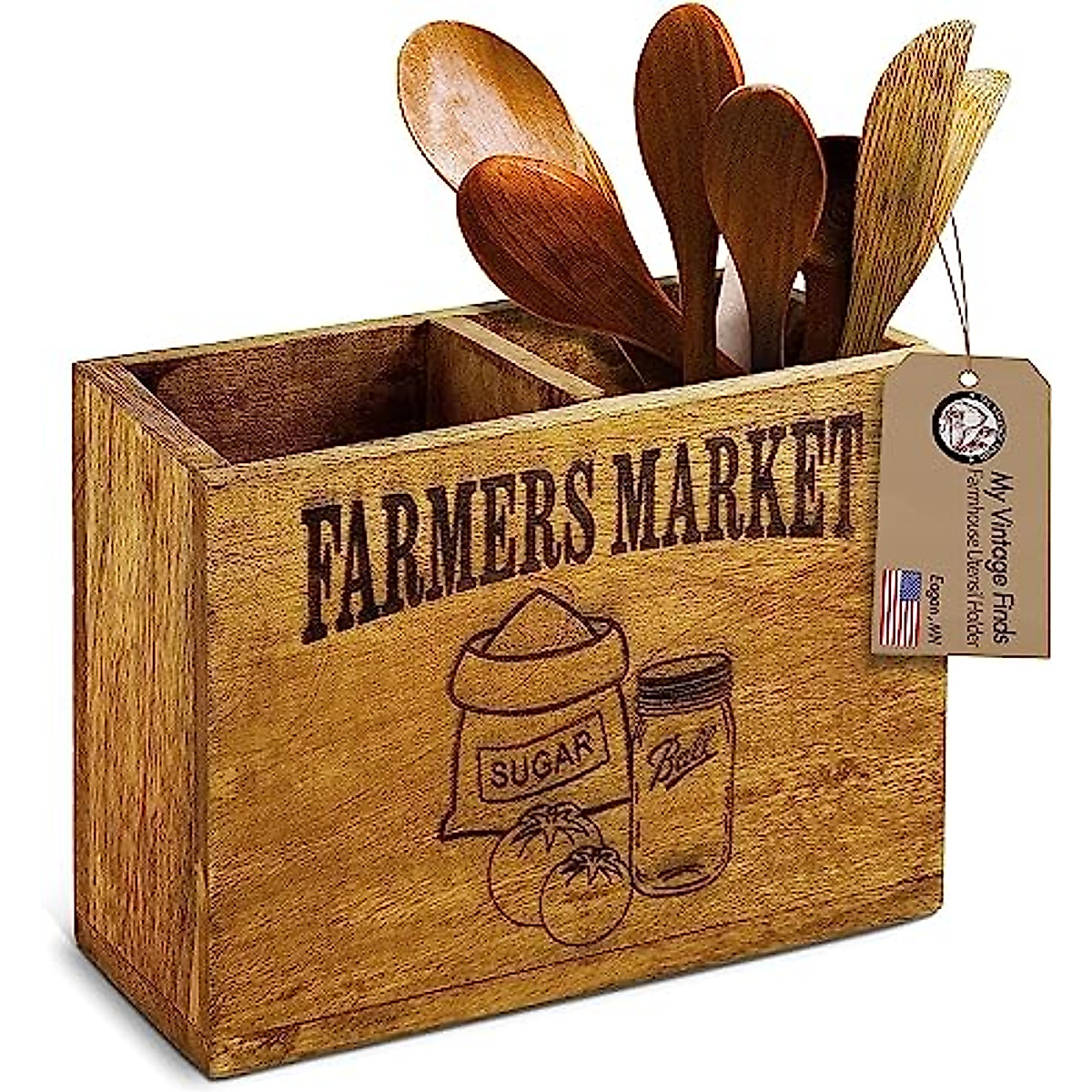 Wood Utensil Holders For Kitchen Farmhouse Utensil Holder For Countertop