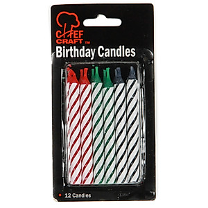 Chef Craft Classic Large Spiral Birthday Candle, 3 inches in Length 12 Piece Set