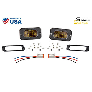 Diode Dynamics Stage Series 2in SAE Yellow Pro Flush Mount LED Pod (pair), Combo w/Amber Backlight