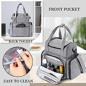 LEAFFUP 2 Layers Large Travel Makeup Bag with 2 Removable Pouches, Large Cosmetic Bag with Detachable Partition, Portable Cosmetic Bag with Multiple Storage Sections (Patent Pending), Grey