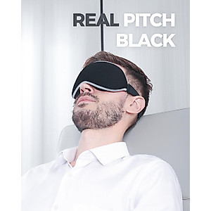 MZOO Luxury Sleep Mask for Back and Side Sleeper, Completely Block Out Light Sleeping Eye Mask for Women Men, Zero Eye Pressure 3D Contoured Night Blindfold, Breathable & Soft Eye Shade Cover Black