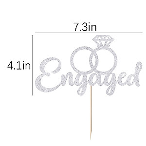 AROKIPPRY Engaged Cake Topper Wedding Cake Toppers, Engagement, Wedding Reception, Wedding Cake Decoration (silver)