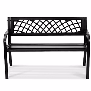 VEVOR Outdoor Bench, 480 lbs Load Capacity Bench, 46 inches Metal Garden Bench for Outdoors, Outdoor Garden Park Bench with Backrest and Armrests, Patio Bench for Garden, Park, Yard, Front Porch
