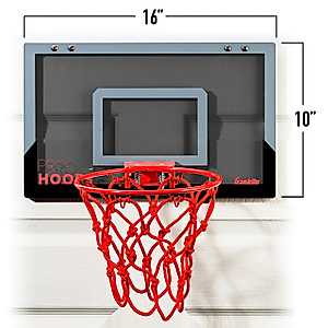Franklin Sports Over The Door Mini Basketball Hoop - Pro Hoops Indoor Mini Hoop with Mini Basketball - Slam Dunk Approved Shatter Resistant Backboard - Bedroom + Office Mini Hoop + Ball - Small