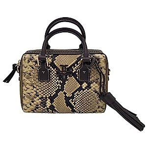 Tory Burch 139405 Thea Exotic Sand Drift Snake Skin Brown With Gold Hardware Women's Mini Web Satchel Bag