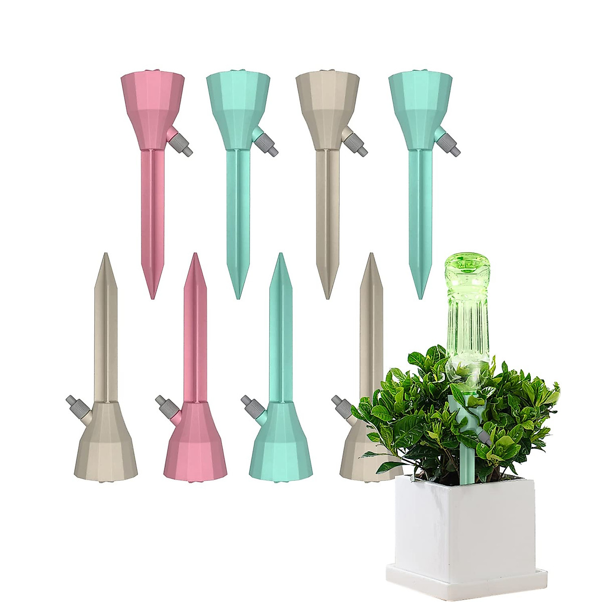 Aroma Season Self Watering Spikes - 8 Pcs Plant Waterer with Slow Release Control Valve - Automatic Watering Drip System Plant Watering Devices for Vacation and Indoor Outdoor Potted Plants