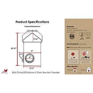 RentACoop Chick2Chicken 5lb 2-Port Feeder - Includes Anti-Roost Lid and Slider Port Covers - Suitable for Quail, Pigeons, Doves, Chicks, and Adult Chickens