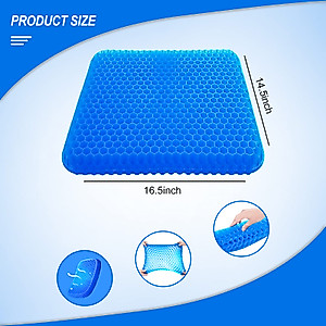 ANXVERS Gel Seat Cushion,Honeycomb Cushion with Non-Slip Cover for Pressure Pain Relief, Superior Comfort and Softness, Breathable Home Chair Cushion for Car Seat or Office Chair 14''x17''x1'' -Blue