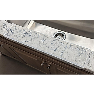 SiliSink XL Silicone Sink Edge Guard for Kitchen Sink - Fits 3.75” - 4” Wide - The Original Silicone Sink Edge Protector with Sponge Caddy - Splash Guard, 20” Clear Diamond