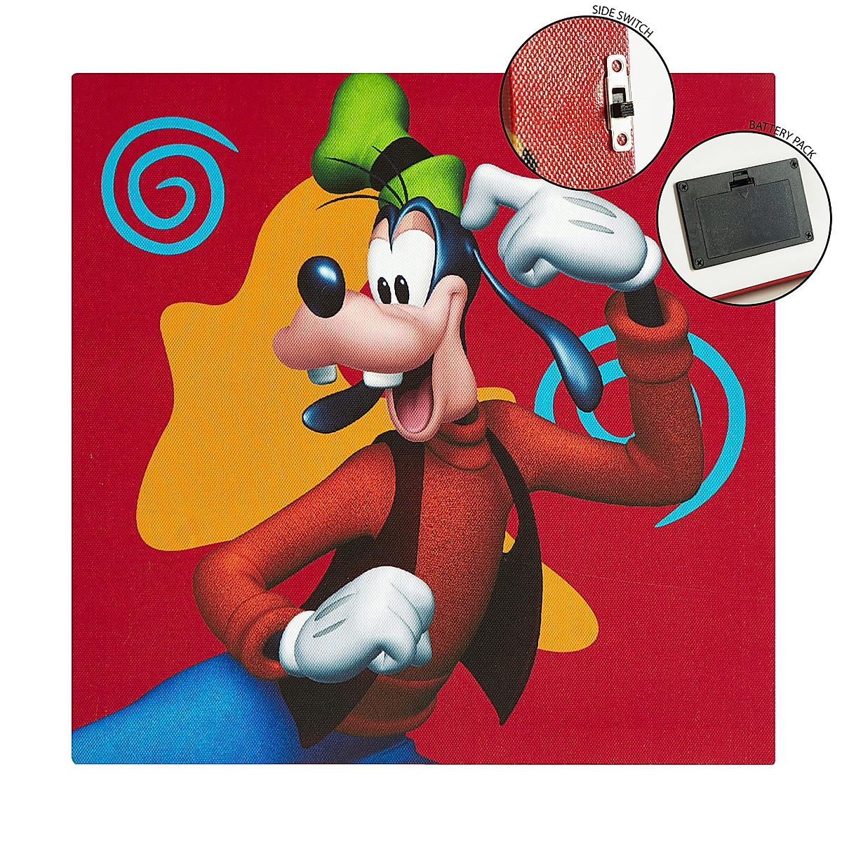 Idea Nuova Disney Mickey Mouse 4 Pack Canvas LED Wall Art Set,Childrens Wall Hanging Décor,Each Piece 11"x11"