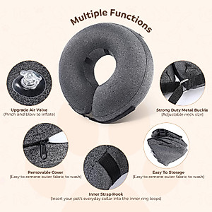 Haoion Inflatable Dog Cone Collar, Recovery Dog Cone After Surgery, Adjustable Blow up Dog Donut Collar, Pet Recovery Collar for Dogs and Cats Size M 8”-12”