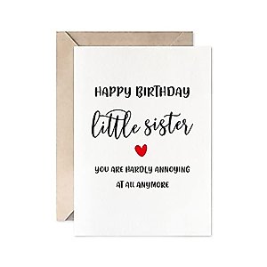 Happy Birthday Little Sister Card, Sister Birthday Card Funny, Birthday Gift From Brother Or Sister