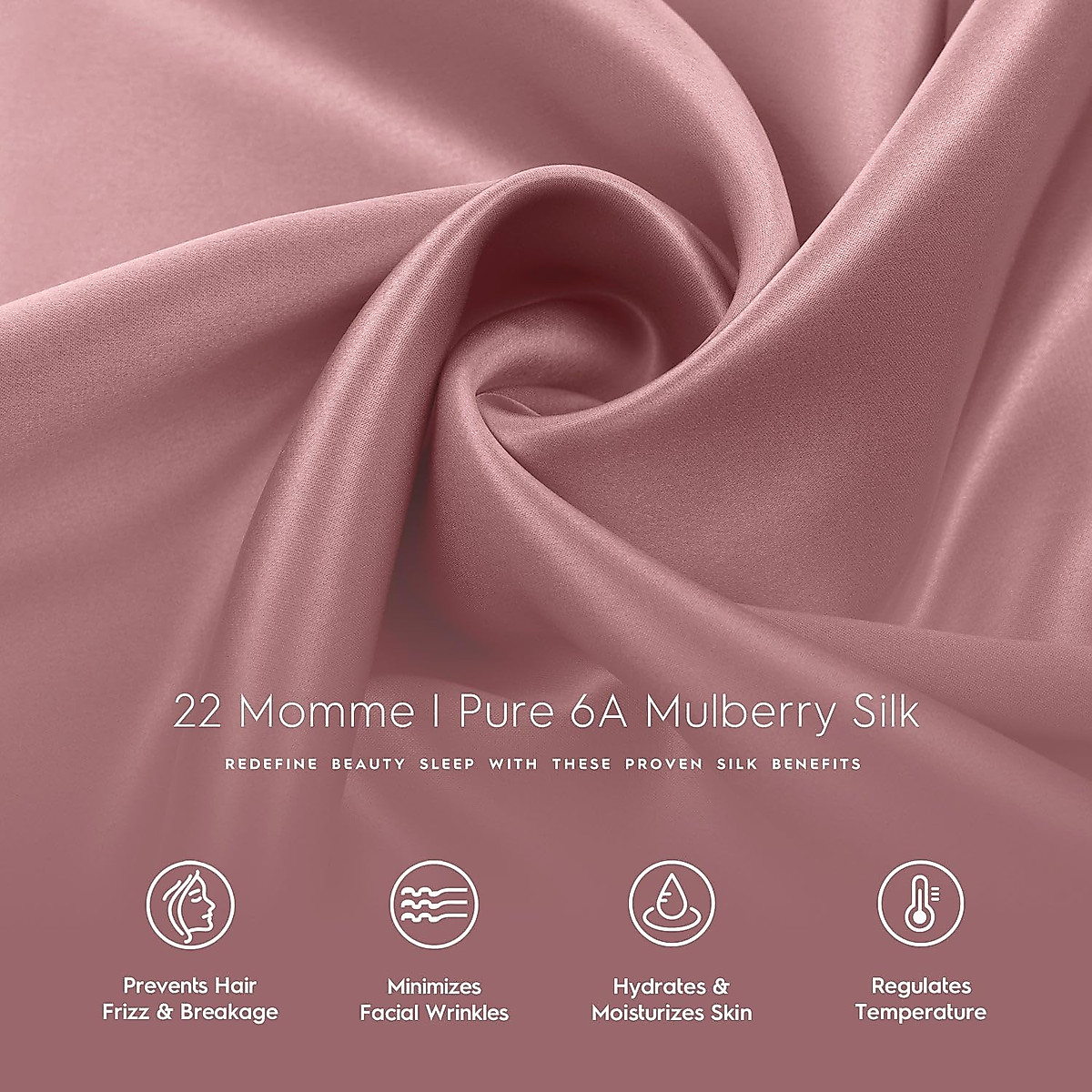 Tafts Silk Pillow Cases - 22mm 100% Pure Mulberry 6A Silk Pillowcase for Hair & Skin with Zipper Closure, Cooling, Natural, Organic, Double Sided Silk Pillow Case (Misty Rose Pink, Queen 20x30 1pc)