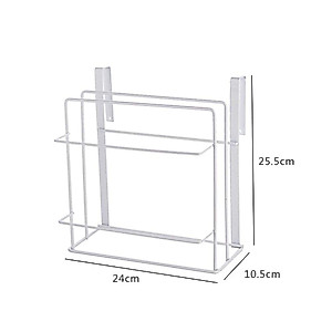 Multifunctional Over Door Storage Rack Two-layer Steel Hanging Cabinet Door Organizer Trays Under Cabinet Door Organizer Rack Holders Cupboard Hanging Storage Shelf Kitchen Cabinet Door Hook Holder