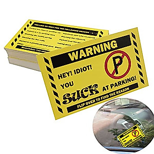 You Parked Like an Idiot Cards - 100 Pack Business Cards Writable Bad Parking Cards 3.54" x 2.12" Multi Violation Reasons (Yellow)