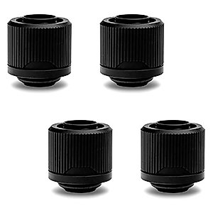 EKWB EK-Quantum Torque STC-12/16 Compression Fitting for Soft Tubing, 12/16mm (7/16" ID, 5/8" OD), Black, 4-pack