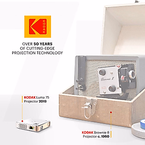KODAK Ultra Mini Portable Projector | HD LED DLP Rechargeable Pico Projector - 100” Display - Includes Soft Case