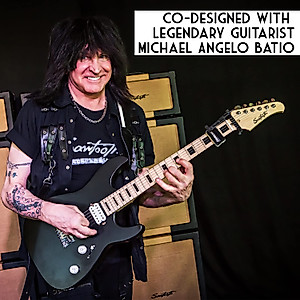 GoDpsMusic 6 String Sawtooth ST-M24 Electric Guitar, Right Handed Satin Black (ST-M24-SBK)