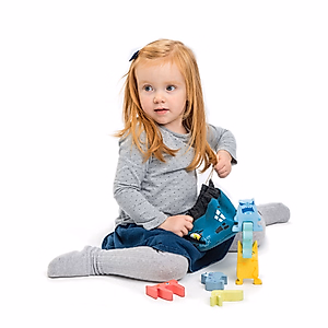 Tender Leaf Toys - Monster Stacker - Early Development Wooden Stacking Toy for Toddlers with Free Drawstring Bag - Convenience for Storage and Travel Play for Kids - Age 3+