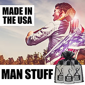 Man Stuff Beard Care Kit for Men | All Natural, Lightly Scented Shave Cream, Body & Beard Wash, and Beard Conditioner for Men | Paraben Free and Made in the USA | Vegan Beard Products for Men