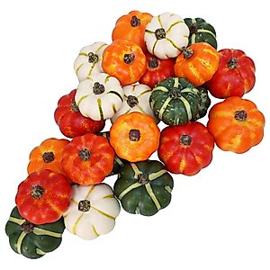 Winlyn 64 Pcs Assorted Small Harvest Artificial Pumpkins Maple Leaves Pinecones Acorns Sunflowers Berries Fall Decorations Set for Thanksgiving Halloween Table Centerpiece Bowl Filler Wreath Décor