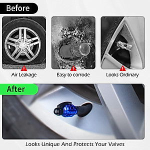 GaRhomxy Tire Caps, Car Tire Valve Stem Caps, Air Caps Cover, Personalized Tire Trim Accessories Dust Tire Covers for Cars, Universal Car Tire Caps for SUVs, Trucks Bicycles and Motorcycles (Blue)