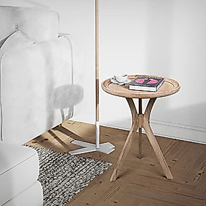 COVLON Farmhouse Side Table, Natural Wood Tray Top Sofa End Table, Soild Wood Rustic Accent Table, Nightstand for Family, Living Room or Dinning