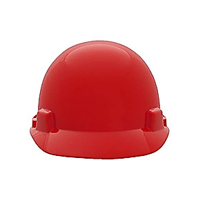 MSA 10074070 SmoothDome Cap Style Safety Hard Hat with Fas-Trac III Ratchet Suspension | Polyethylene Shell, Superior Impact Protection, Self Adjusting Crown Straps - Standard Size in Orange
