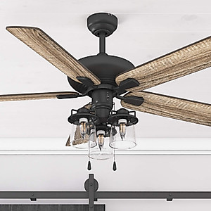 Prominence Home Crown Ridge, 42 Inch Farmhouse LED Ceiling Fan with Light, Remote Control, Three Mounting Options, 5 Dual Finish Blades, Reversible Motor - 51432-01 (Bronze)