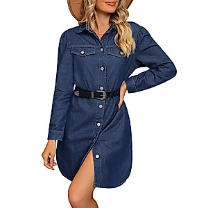 luvamia Spring Denim Dresses for Women 2024 Casual Blue Jean Dresses Denim Tunic Dress for Women Summer Casual Winter New Years Eve Dresses for Women Size Large Size 12 14