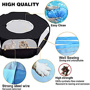 LISINAN Small Animals Playpen, Breathable & Waterproof Pet Playpen Cage Tent with Zippered Cover Outdoor/Indoor Portable Fence Tent for Puppy/Kitten/Rabbits/Hamster/Chinchillas/Guinea Pig (Black)