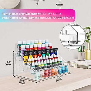 ARFETIGO 6 Layer Acrylic Paint Organizer&Paint Brush Holder Snap-on Design Easy Assembly Paint Storage Rack for Acrylic Craft Hobby Miniature Model Light Paint Can Storage (Grey)