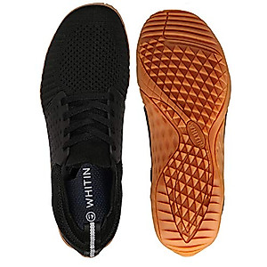 WHITIN Men's Trail Running Shoes Minimalist Barefoot 5 Five Fingers Wide Width Size 12 Low Zero Drop Male Parkour Road Sport Toe Box Gym Workout Fitness Breathable Beach Black Gum 45