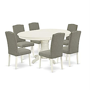 East West Furniture AVEN7-LWH-06 Dining Table Set, 7-Piece