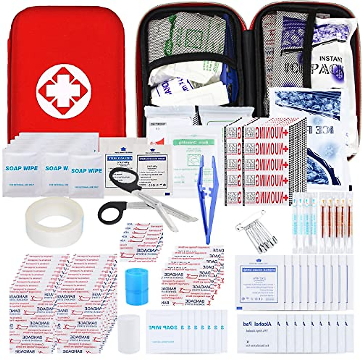 275Pcs Travel First Aid Kits for Car Emergency Preparedness Items Urgent Accident Essentials Kit Survival Gear Equipment Sports First Aid Kit for College Dorm Student, Home, Boat, Red YIDERBO