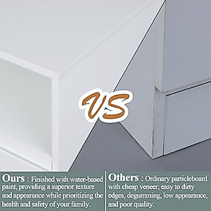 Gyfimoie 6 Drawer Double Dresser with Power Outlet, Accent Chests of Drawers with LED Light, Modern White Storage Dresser with Charging Station (Mirror Not Included)