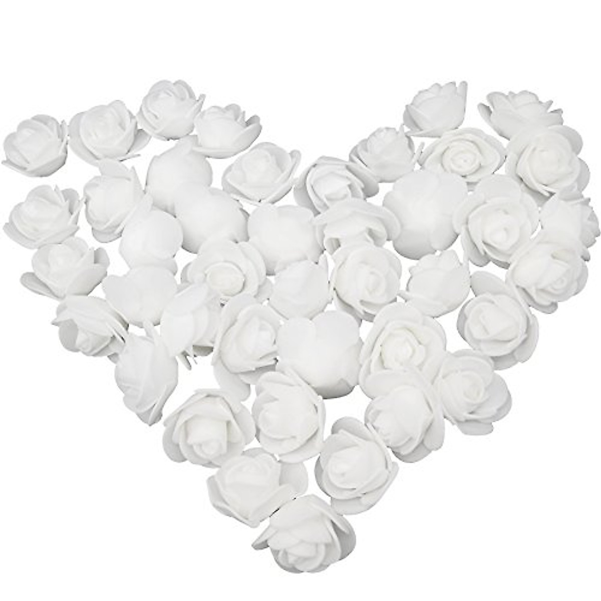 J-Rijzen Artificial Flowers 100PCS 3CM Mini Fake Roses for DIY Wedding Bouquets Centerpieces Party Baby Shower Home Decorations (White)