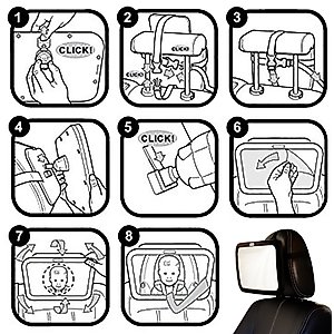 Bixon Baby Car Mirror, Rear Facing, Convex Shatterproof Back-Seat Mirror, Easy Fitting to Keep Baby In Sight, Clearer View With Allowed Rotation